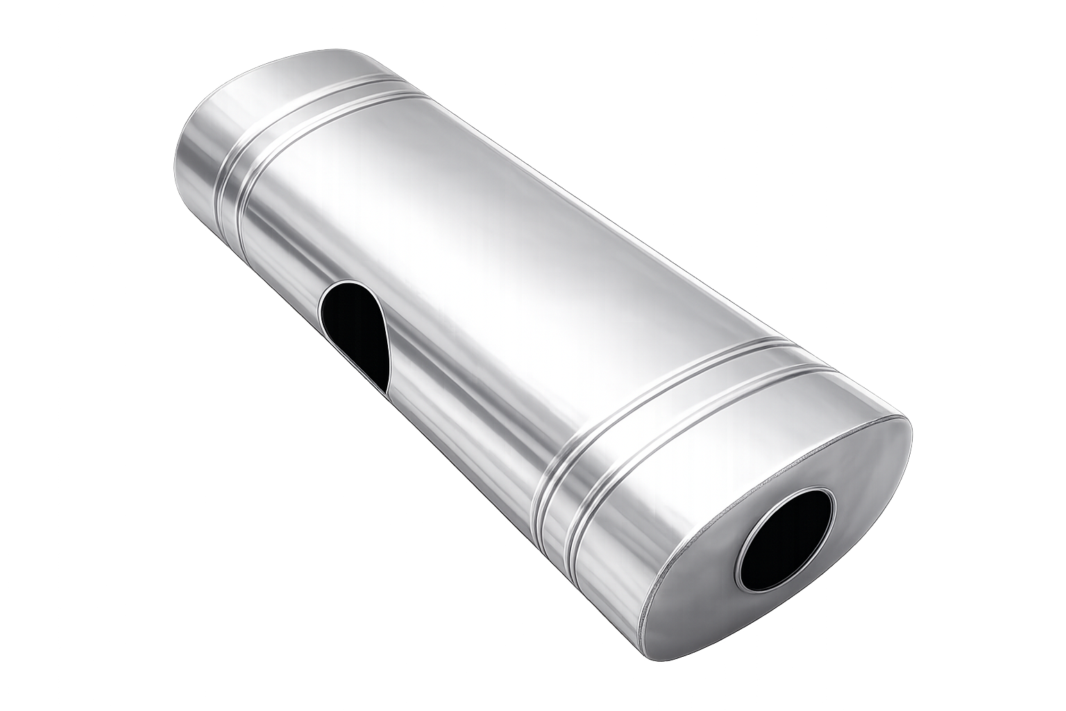 EAST WEST 2.25" Inlet muffler twin 2" outlet 304 Stainless Steel ...